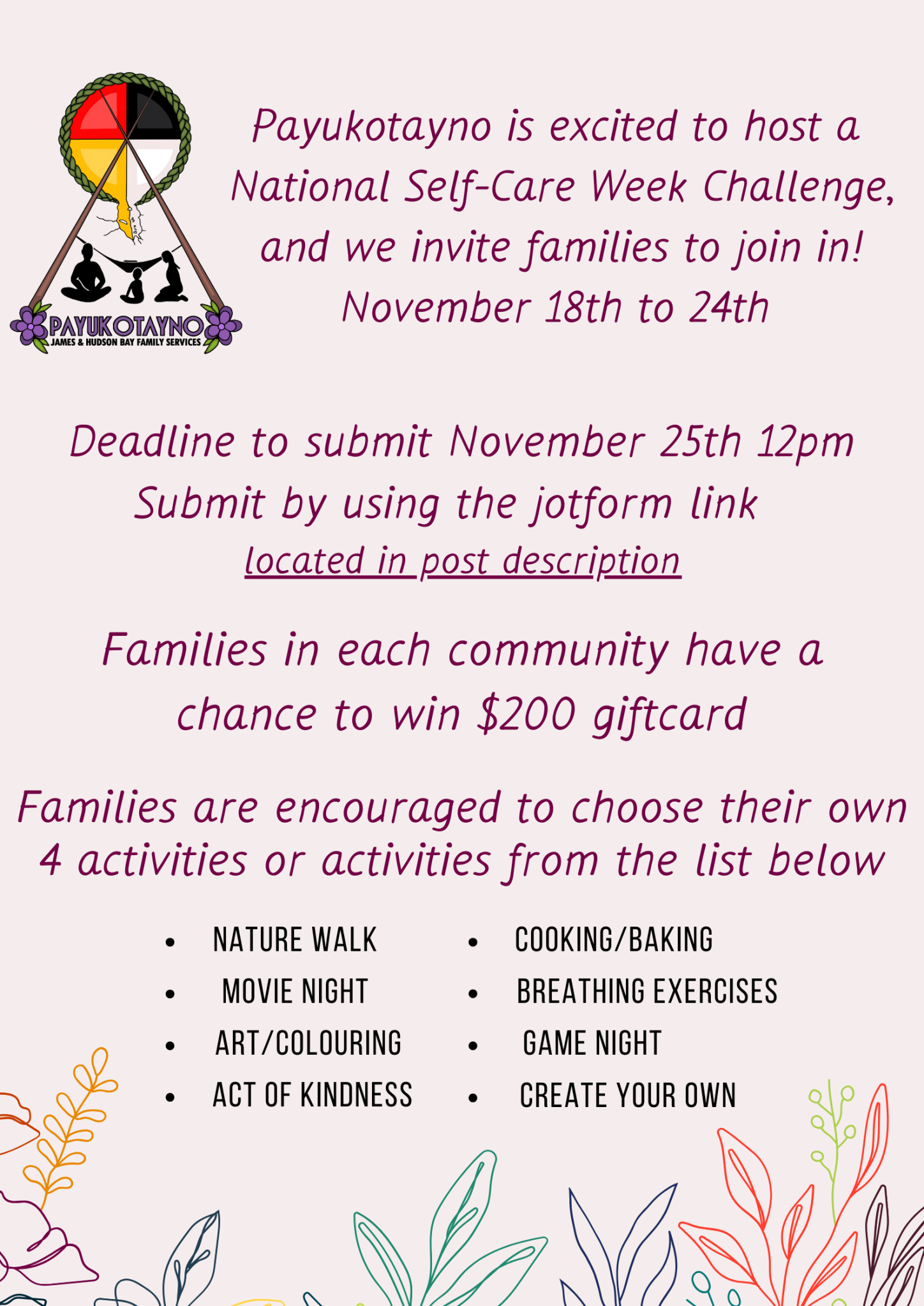 National Self-Care Week Challenge – Payukotayno